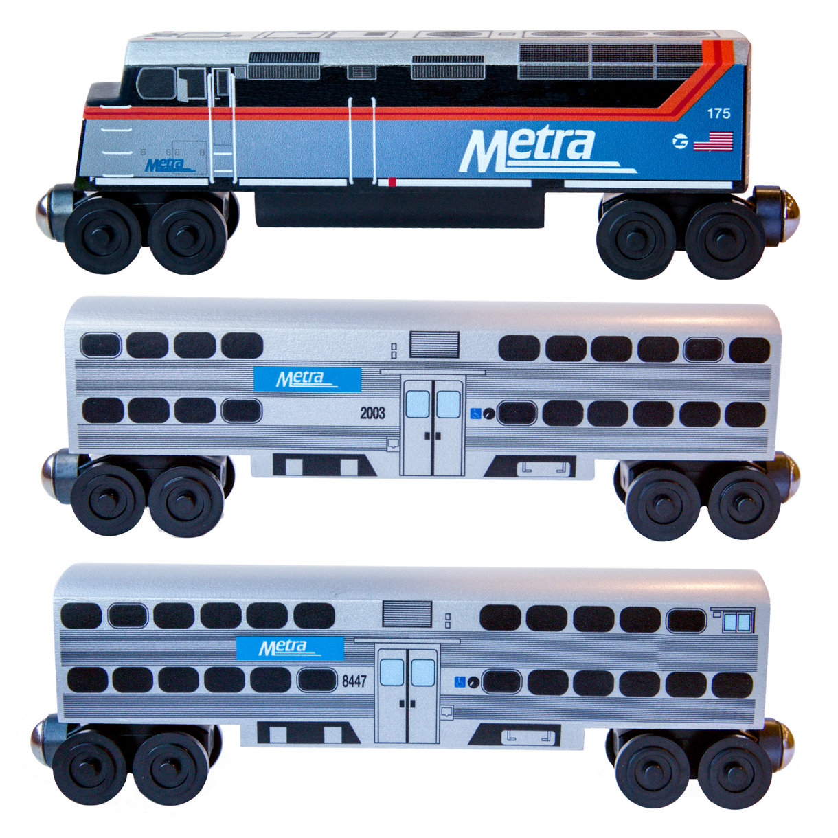 Metra F40 3pc Set (2017) – The Whittle Shortline Railroad - Wooden Toy ...