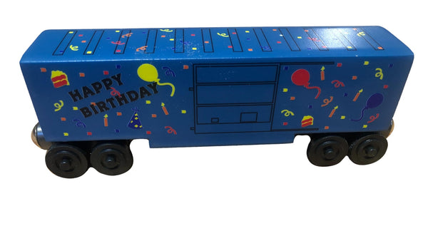 BLUE Birthday Hi-Cube Boxcar Toy Train by Whittle Shortline Railroad ...